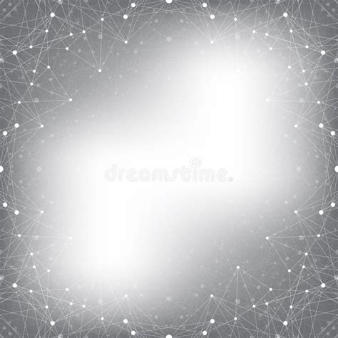 Geometric Gray Background Molecule And Communication Connected Line With Dots Illustration