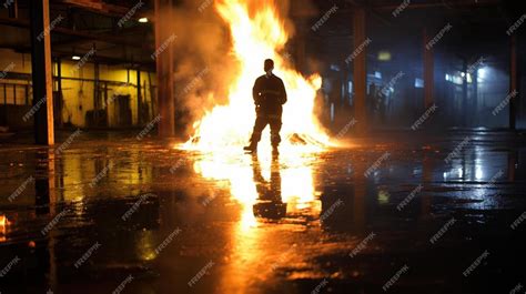 Premium Photo A Person Standing In Front Of A Fire