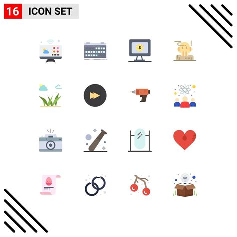 16 User Interface Flat Color Pack Of Modern Signs And Symbols Of Grass Algorithm Schedule