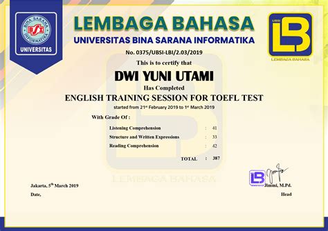 Pelatihan Bahasa Inggris Toefl And Toeic Training Session 2019 Dwi