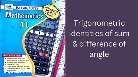 Mathematics 1st Year Trigonometric Identities Of Sum And Difference Of Angle
