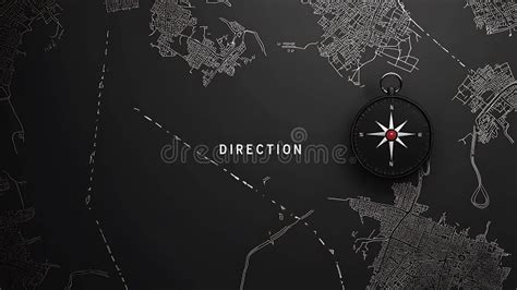 A Black And White Image Of A Compass With The Words Direction Written
