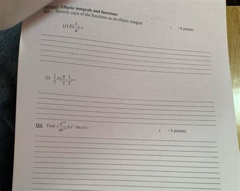 Solved सubicct Elliptic Integrals And Functions Q3 Solved सubicct Elliptic Integrals And Functions Q3