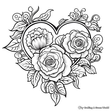 Coloring Pages Hearts And Roses