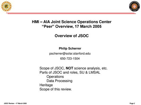 hmi aia joint science operations center “peer” overview 17 march am