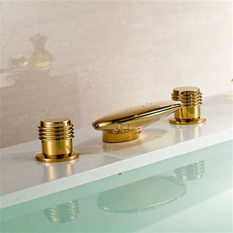 Waterfall Bathroom Bathtub Gold Finish Faucet Fontanashowers