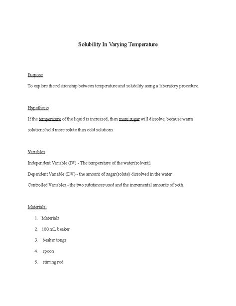 Solubility Lab Report Apple Solubility In Varying Temperature