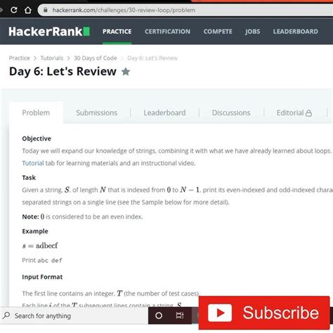Day 6 Hackerrank Problem Solution 30 Days Of Code Cool Coding Shorts Youtube