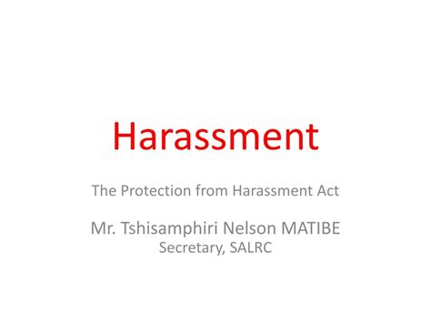 Ppt Protection From Harassment Act Impact Legal Response And