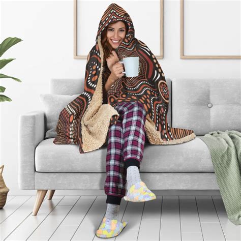 Australia Aboriginal Inspired Hooded Blanket Aboriginal Style Of