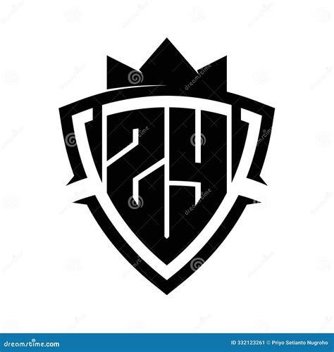 Ff Letter Bold Monogram Triangle Curve Shield Shape With Crown Black And White Background Color