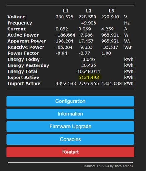 Generic Modbus Energy Meter Support Only Summarized Export Active · Issue 17671 · Arendst