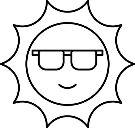 Cartoon Sun Wearing Eyeglasses In Line Art 25076889 Vector Art At Vecteezy