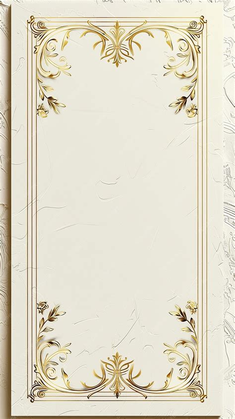 Ivory Text Placeholder With Narrow Golden Minimal Royal Pattern Borders Premium Ai Generated Image