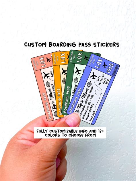 Custom Boarding Pass Sticker Plane Ticket Sticker Cute Sticker Stickers For Hydroflask