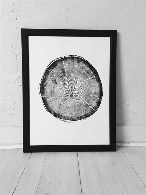 Big Cottonwood Canyon Tree Ring Print Woodcut Utah Art Botanical