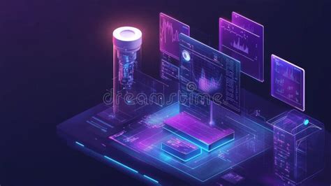 Futuristic Data Visualization On Digital Interface With Neon Graphics