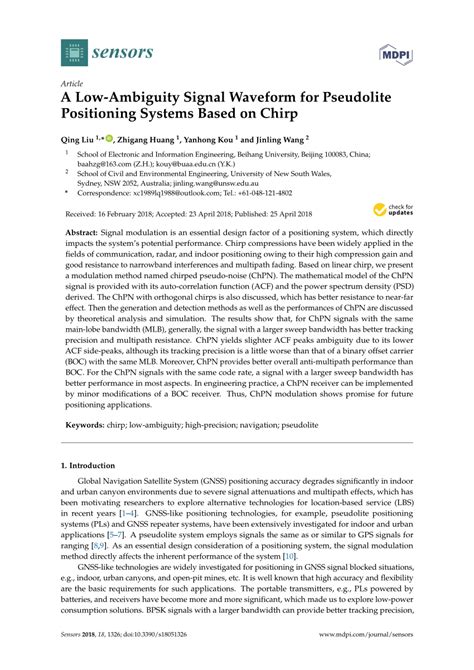 pdf a low ambiguity signal waveform for pseudolite positioning
