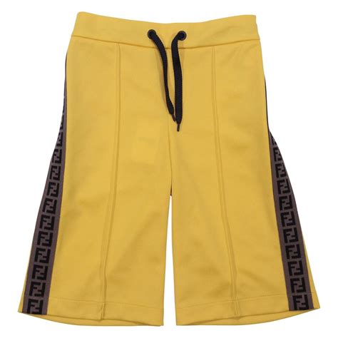 Fendi Pantalone Jogging Ampio Con Bande Ff Giallo Pantaloncino