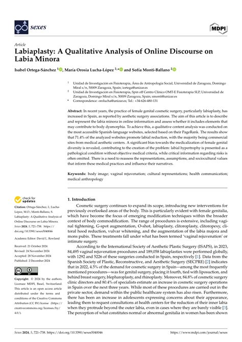 Pdf Labiaplasty A Qualitative Analysis Of Online Discourse On Labia Minora