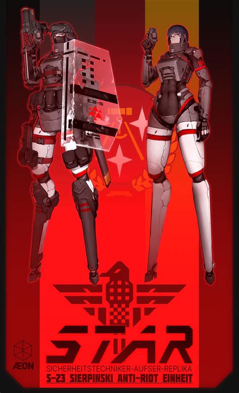 Hetza Hellshock Star Signalis Signalis Commentary Highres 2girls Abs Android Armor