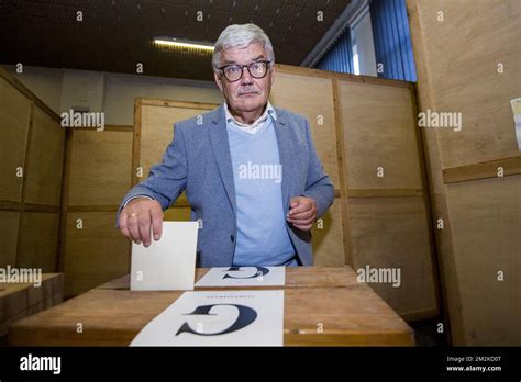 Andre Peeters Casts His Vote At A Polling Station In Aarschot Sunday 14 October 2018 Belgium