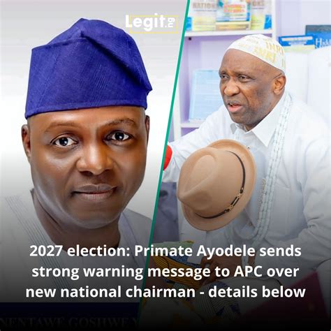 Legit Ng Primate Elijah Ayodele Has Spoken About The New Apc Chairman Professor Nentawe