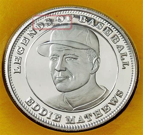 Eddie Mathews Baseball Hall Of Fame 999 Silver Proof Coin Carded