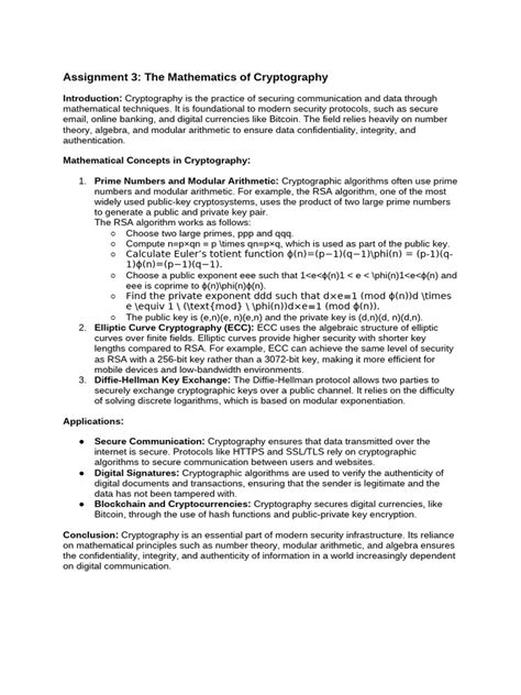Assignment 3 The Mathematics Of Cryptography Pdf Cryptography