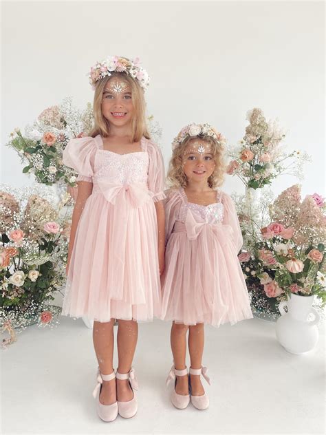 Tallulah Pearl Pastel Pink Sparkle Sequin Girls Party Dress Special