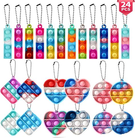 Fidget Toys Pack 24 Pcs Mini Pop Fidget Keychain Toys Pop Keyring It