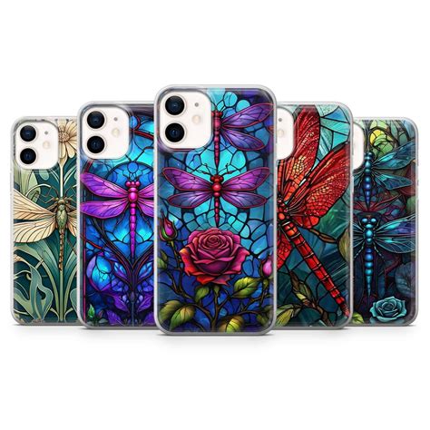 Dragonfly Phone Case Stained Glass Art For Iphone 17pro 16 15 14 13