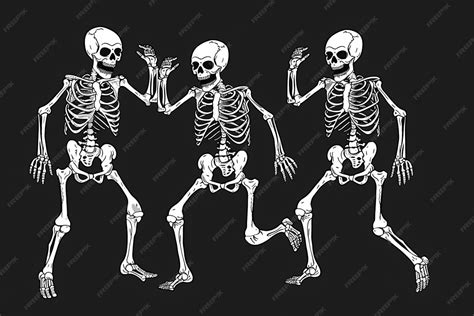 Skeletons Dancing Together In Celebration Premium Ai Generated Vector