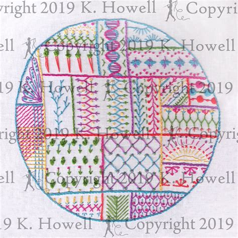 Sampler Hand Embroidery Pattern Combination Combo Stitch Sampler