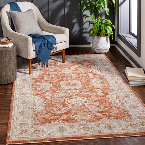 Markandday Area Rugs 9x12 Schiphol Traditional Burnt Orange Area Rug 9