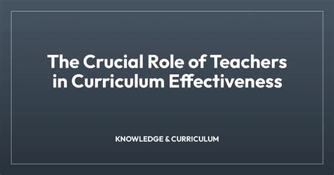 Knowledge And Curriculum • Teachers Institute