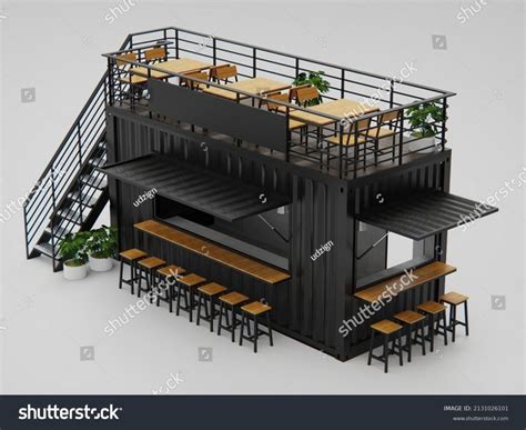 3d Illustration 20ft Container Cafe Container Bar 20ft Container