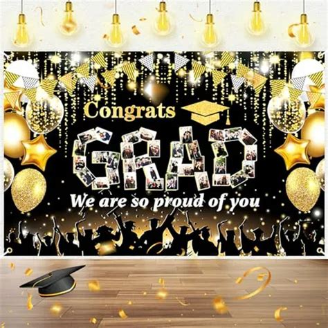Banner Personalizado Fiesta Graduación Negro Y Dorado Cuotas Sin
