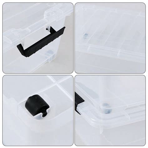 4 Packs 40 Quart Rectangular Plastic Storage Box Under Bed Storage Box With Wheels Lid Clear