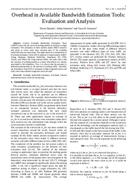 Pdf Overhead In Available Bandwidth Estimation Tools Evaluation And Analysis