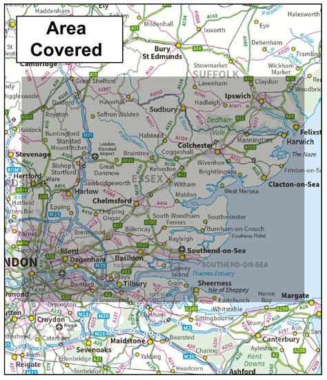 Essex County Boundary Map Digital Download Uk