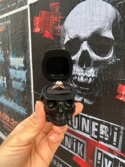Skull Ring Box Gothic Jewelry Box For Ring Proposal Ring Holder