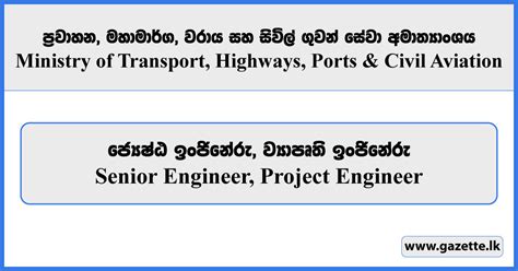 Senior Engineer Project Engineer Ministry Of Transport Highways