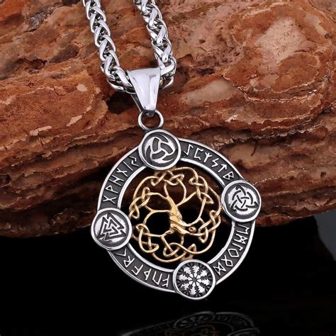 Yggdrasil Necklace Tree Of Life In Viking And Runic Symbols
