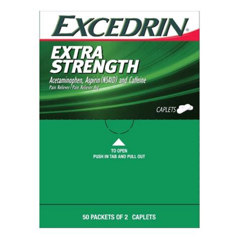 Excedrin Extra Strength Caplets 2 Per Pack Pack Of 50 Ferguson