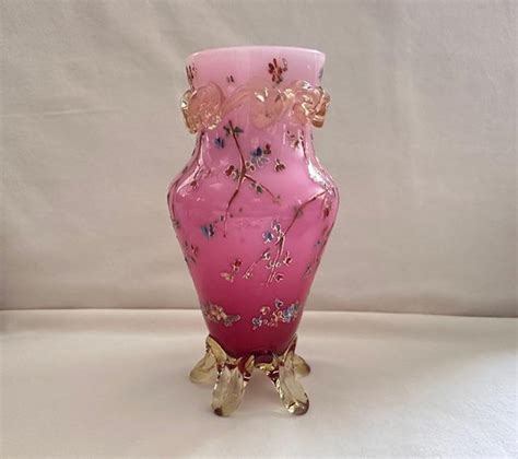 Antique Victorian Pink Glass Vase Etsy