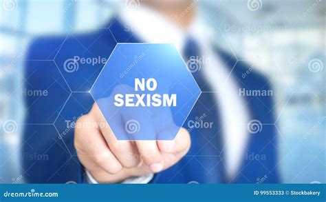 No Sexism Man Working On Holographic Interface Visual Screen Stock