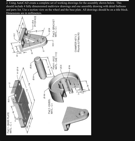 solved using autocad create a complete set of working