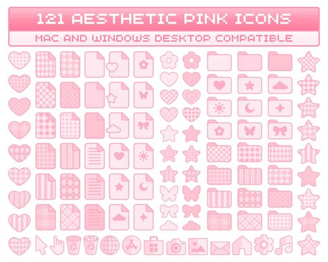 Pink Desktop Icons Set 100 Aesthetic Icon Bundle Custom Windows Mac