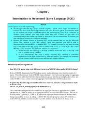 IM Ch Intro SQL Ed Doc Chapter An Introduction To Structured Query Language SQL Chapter